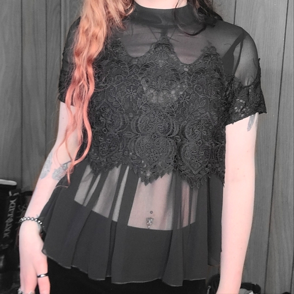 American Vintage | Tops | Gothic Lace Sheer Top | Poshmark